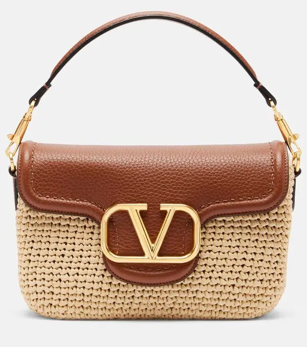 Valentino Garavani Alltime Raffia-effect Shoulder Bag