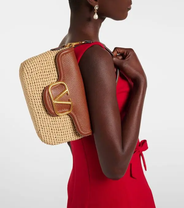 Valentino Garavani Alltime Raffia-effect Shoulder Bag