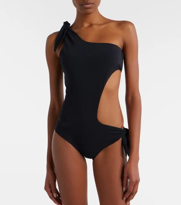 Gucci One-shoulder Cutout Swimsuit With Bow Detail