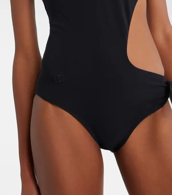 Gucci One-shoulder Cutout Swimsuit With Bow Detail