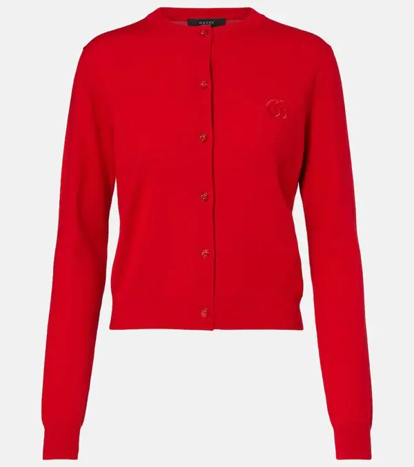 Gucci Double G Wool Cardigan - Red