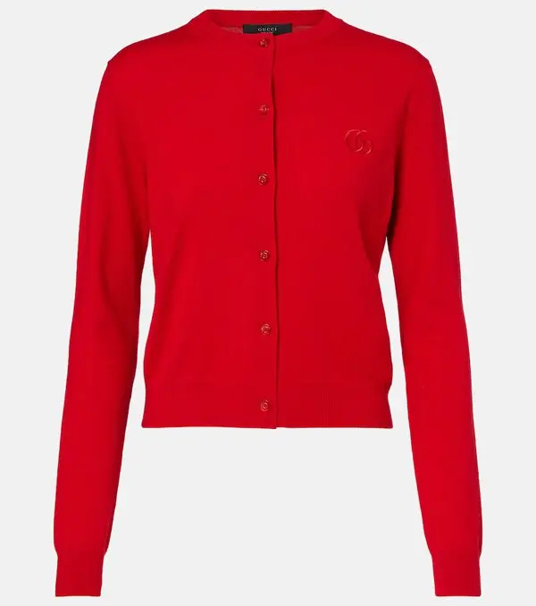Gucci Double G Wool Cardigan - Red