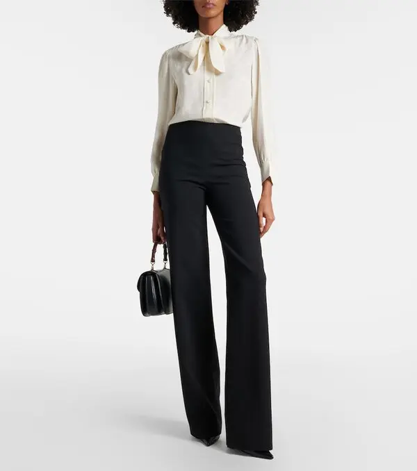 Gucci Interlocking G Silk Crêpe Satin Blouse - White