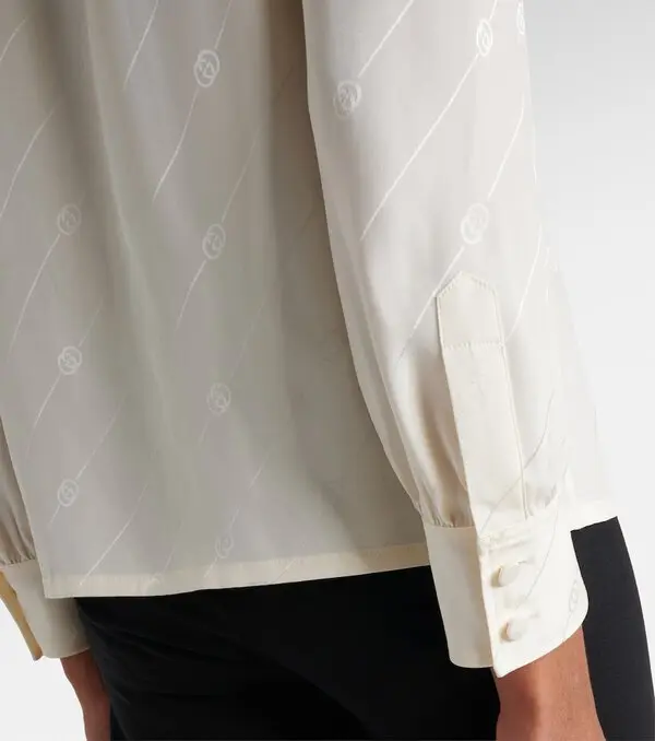 Gucci Interlocking G Silk Crêpe Satin Blouse - White