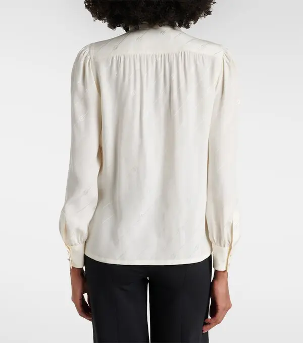 Gucci Interlocking G Silk Crêpe Satin Blouse - White