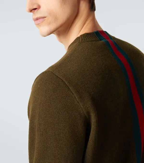 Gucci Web Stripe Wool Crewneck Sweater - Green