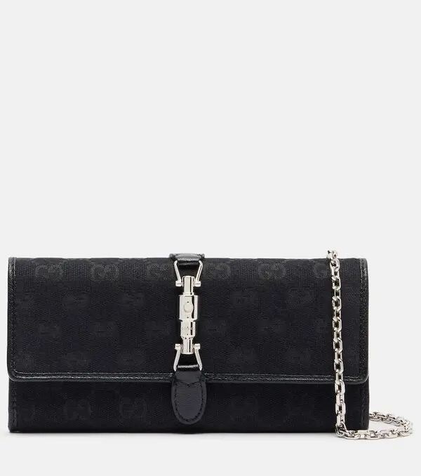 Gucci Jackie Gg Canvas Clutch - Black
