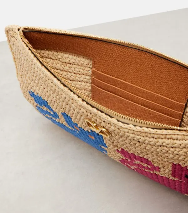 Valentino Garavani Vlogo Raffia Pouch - Beige