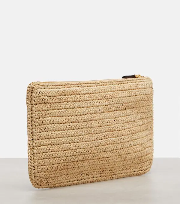 Valentino Garavani Vlogo Raffia Pouch - Beige