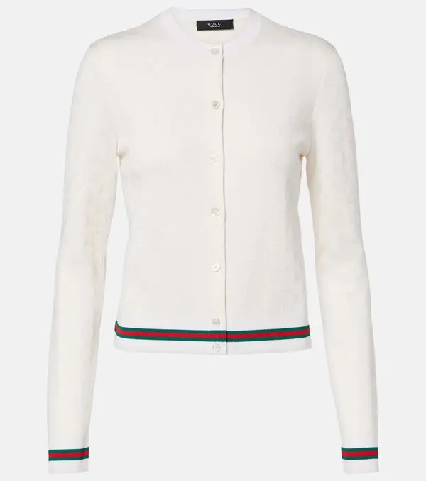 Gucci Gg Jacquard Cardigan - White