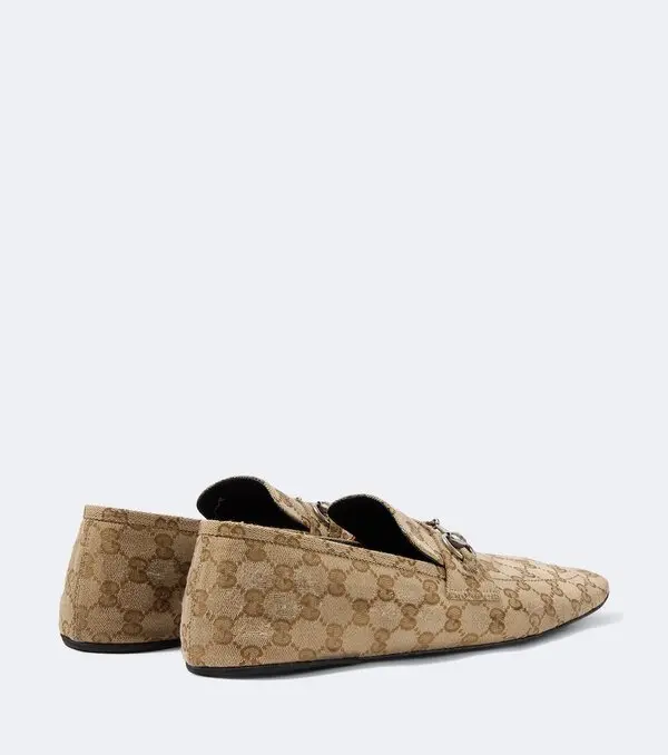 Gucci Horsebit Gg Canvas Loafers - Beige
