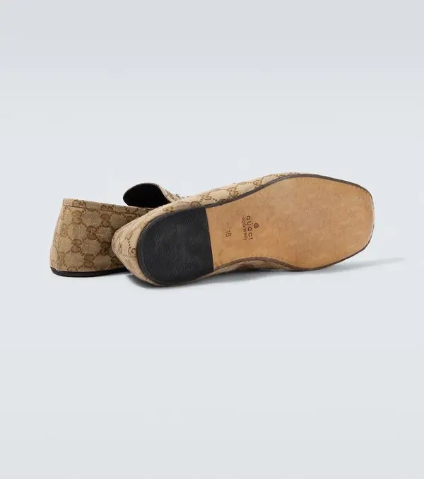 Gucci Horsebit Gg Canvas Loafers - Beige