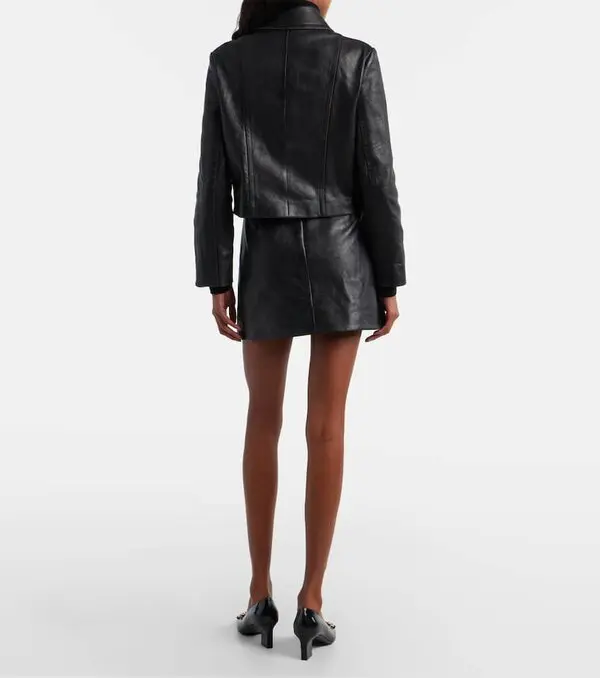 Gucci Double G Leather Miniskirt