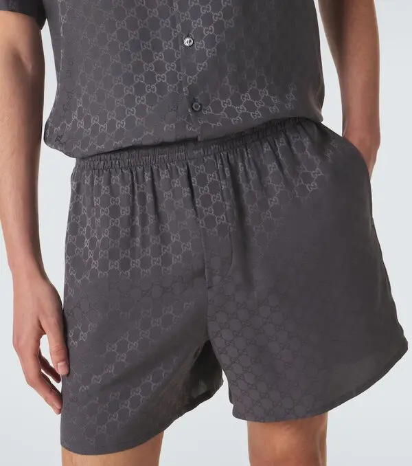 Gucci Gg Silk Jacquard Shorts - Grey