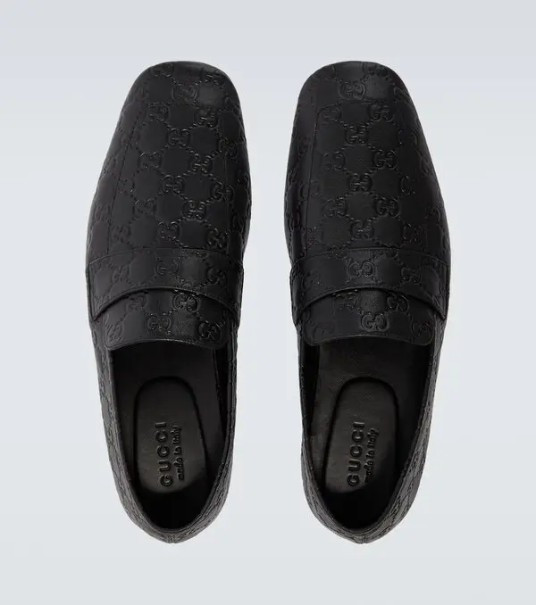 Gucci Gg Embossed Leather Loafers