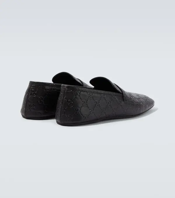 Gucci Gg Embossed Leather Loafers