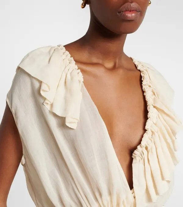 Dries Van Noten Ruffled Peplum Ramie Top
