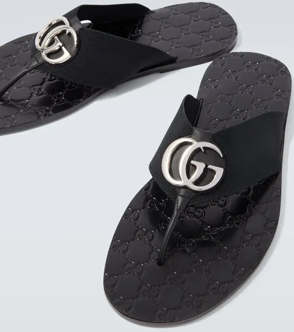 Gucci Riviera Double G Thong Sandals - Black