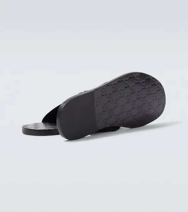 Gucci Riviera Double G Thong Sandals - Black