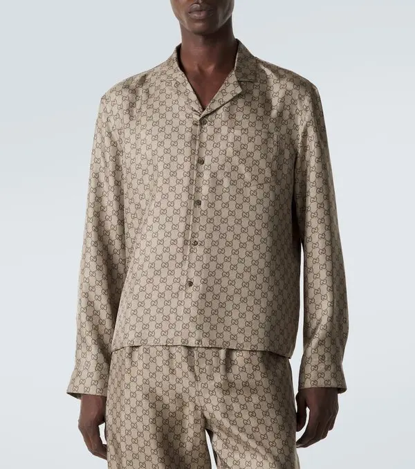 Gucci Gg Printed Silk Twill Shirt