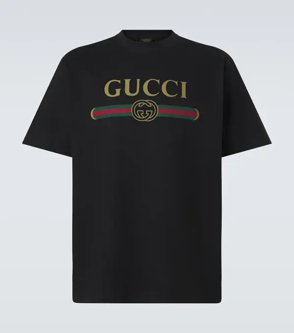 Gucci Logo Cotton And Silk Jersey T-shirt - Black
