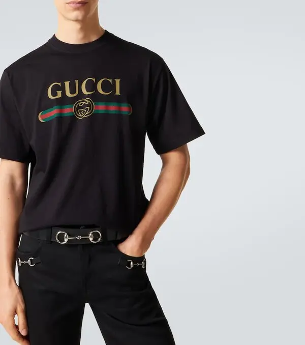 Gucci Logo Cotton And Silk Jersey T-shirt - Black