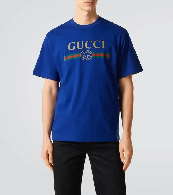 Gucci Logo Cotton And Silk Jersey T-shirt - Blue