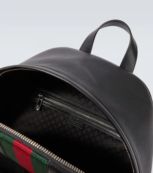 Gucci Web Stripe Leather Backpack
