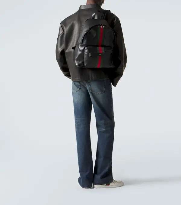 Gucci Web Stripe Leather Backpack