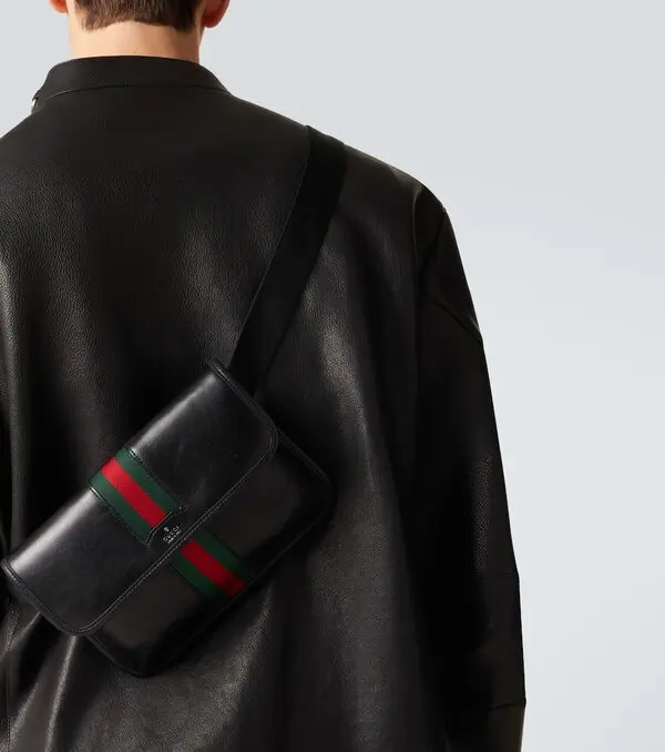 Gucci Web Trademark Small Leather Belt Bag