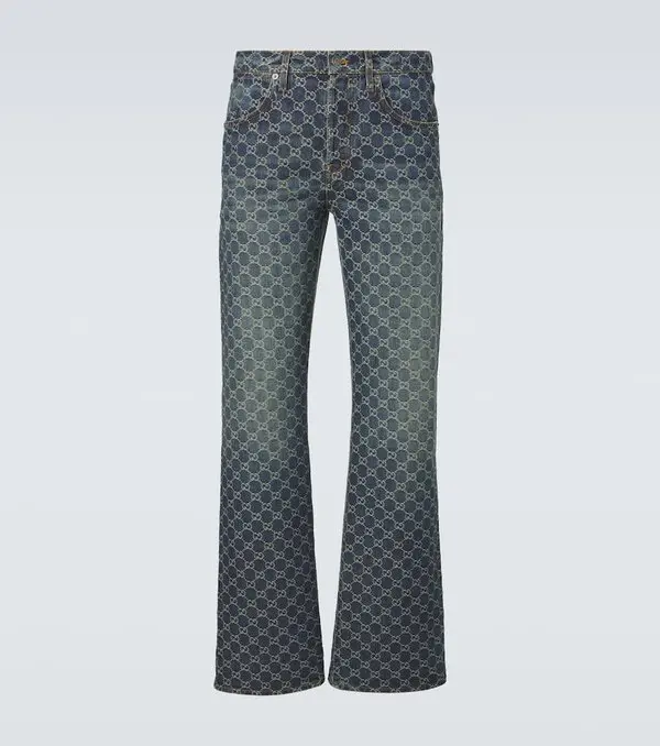 Gucci Gg Jacquard Flared Jeans
