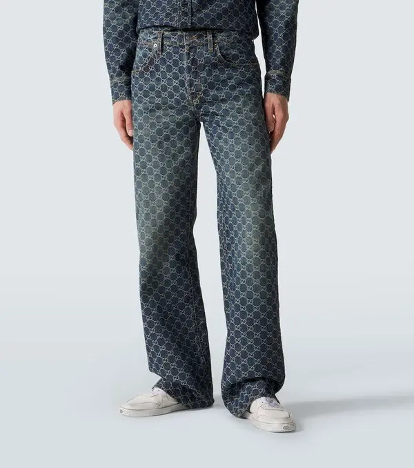 Gucci Gg Jacquard Flared Jeans