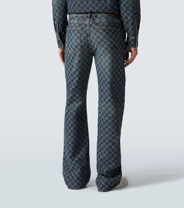 Gucci Gg Jacquard Flared Jeans