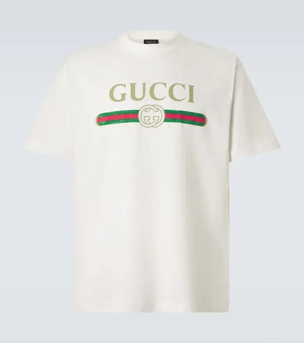 Gucci Logo Cotton And Silk Jersey T-shirt - White
