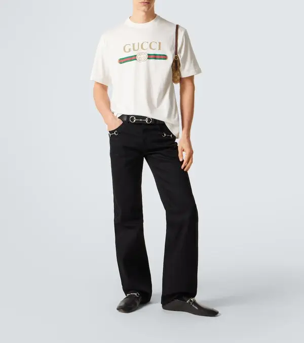 Gucci Logo Cotton And Silk Jersey T-shirt - White