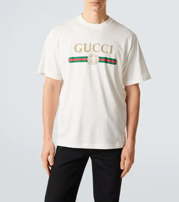 Gucci Logo Cotton And Silk Jersey T-shirt - White