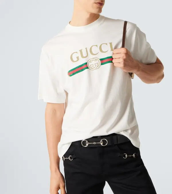 Gucci Logo Cotton And Silk Jersey T-shirt - White