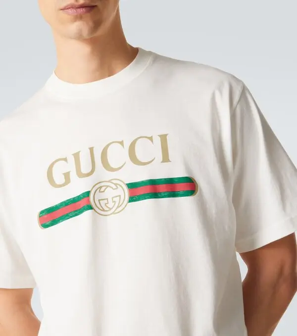 Gucci Logo Cotton And Silk Jersey T-shirt - White
