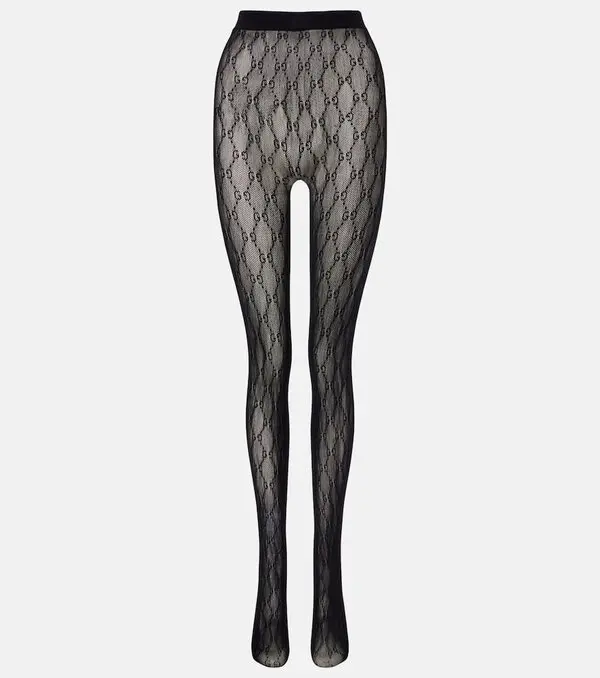 Gucci Gg Pattern Tights - Black