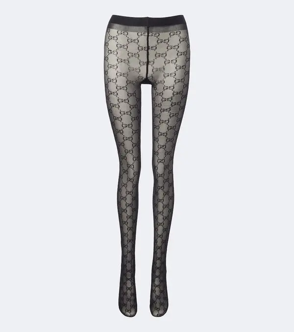 Gucci Gg Monogrammed Tights - Black