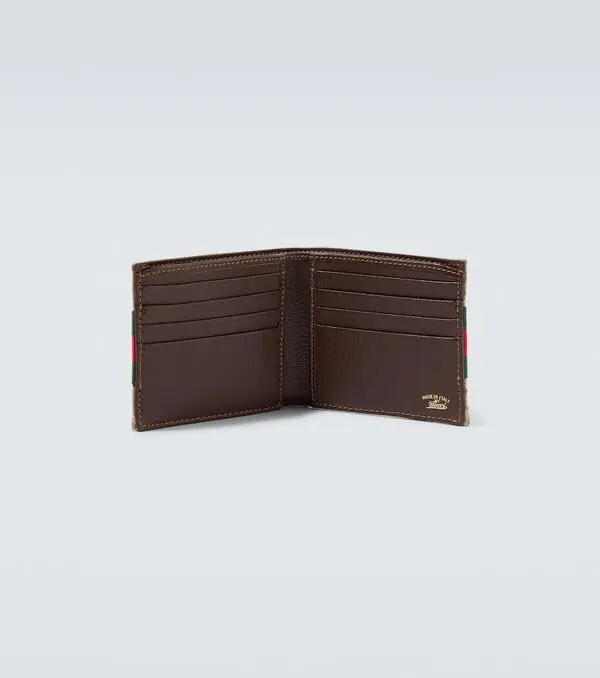Gucci Gg Canvas Web Stripe Bifold Wallet - Beige