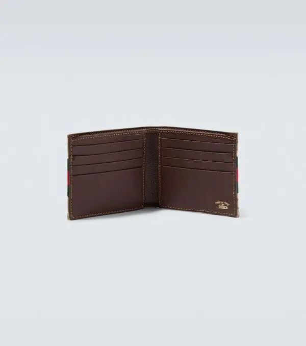 Gucci Gg Canvas Web Stripe Bifold Wallet - Beige