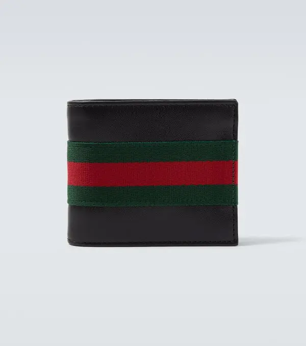 Gucci Web Trademark Leather Bifold Wallet - Black