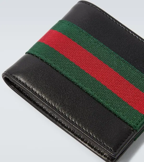 Gucci Web Trademark Leather Bifold Wallet