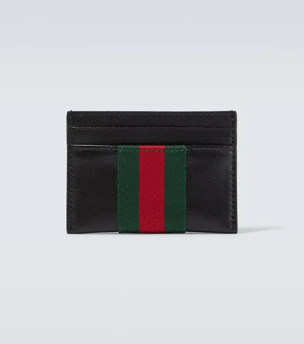 Gucci Web Trademark Leather Card Holder