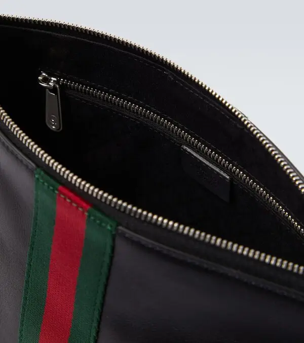 Gucci Web Trademark Leather Pouch