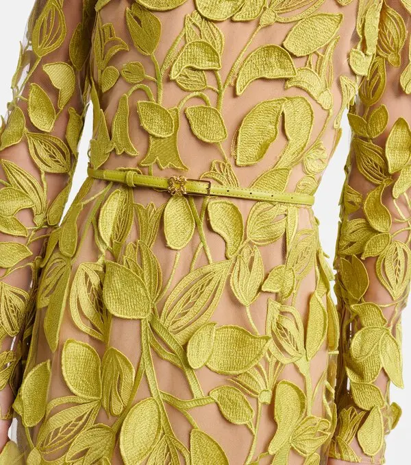 Elie Saab Embroidered Silk-blend Midi Dress