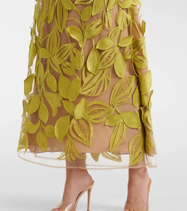 Elie Saab Embroidered Silk-blend Midi Dress