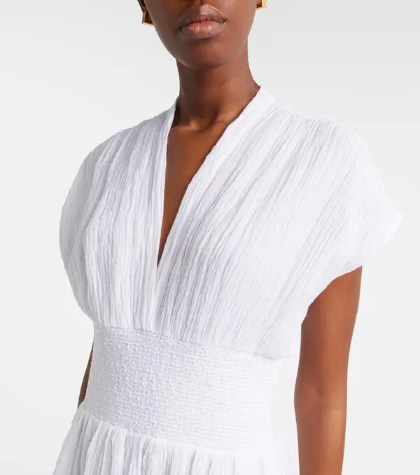 Tory Burch Linen And Cotton Midi Dress - White