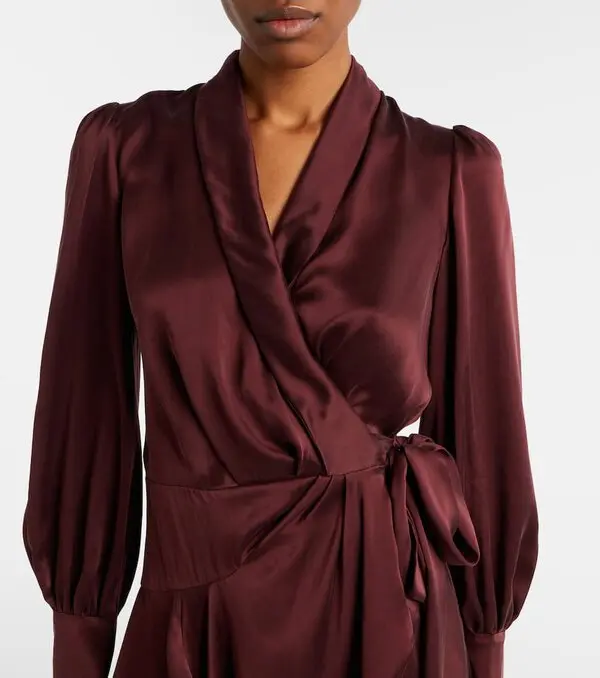 zimmermann burgundy wrap dress Elegant burgundy wedding dress lace long sleeves ball gown sheer neckl –  classygown